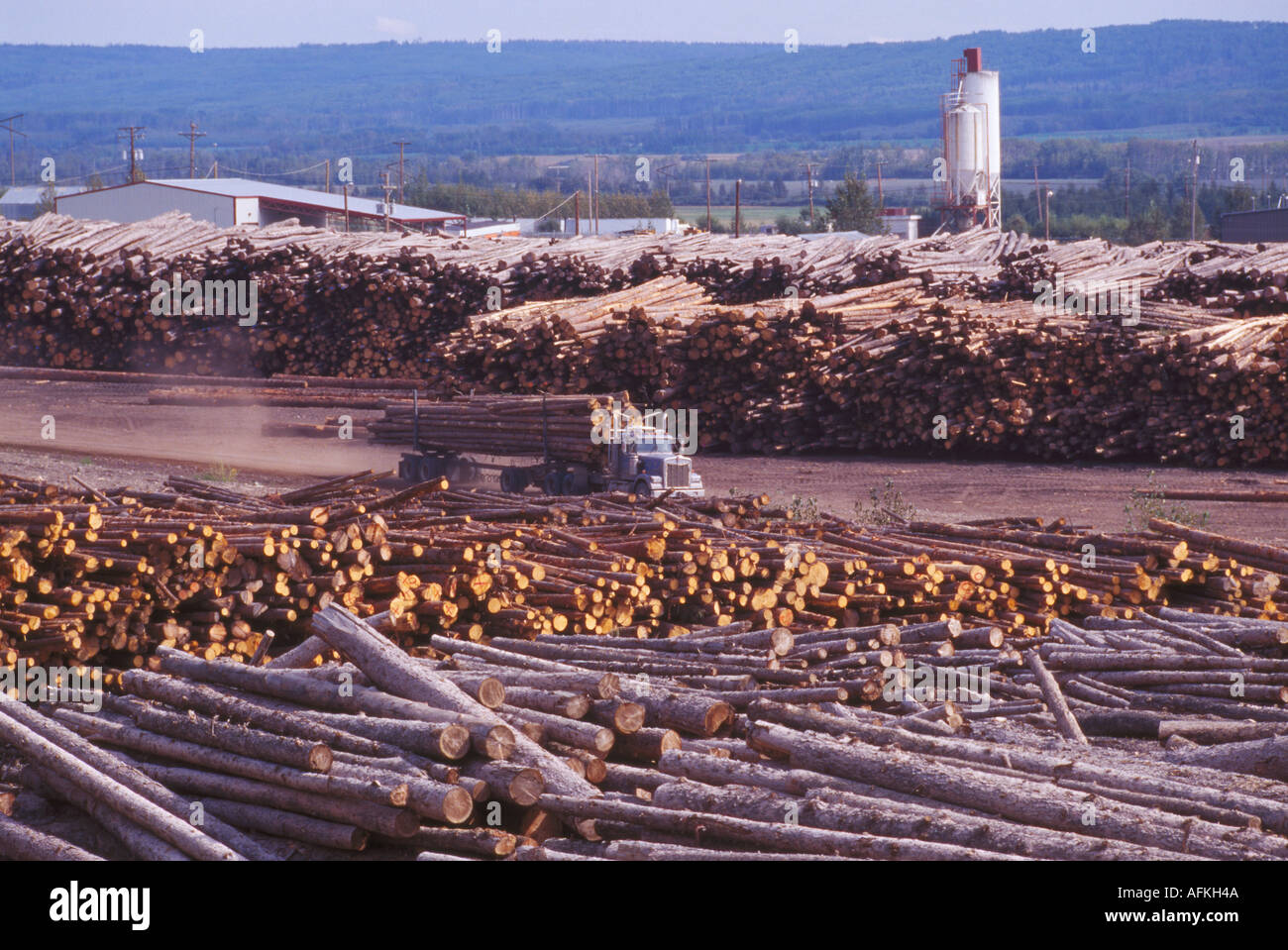 A Logging Truck arriving at a Log Yard near Chetwynd in Northern ...
