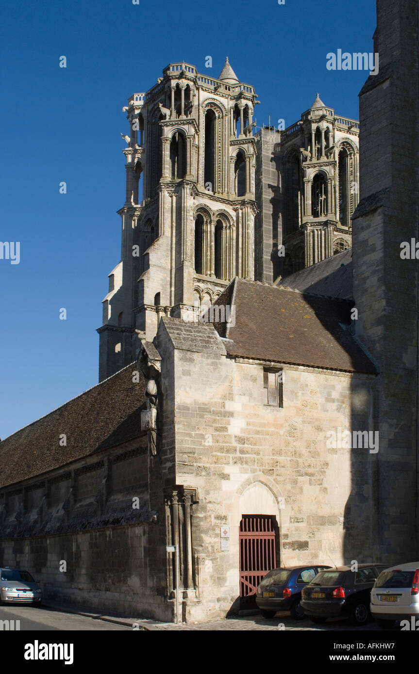 Cathedral Notre-Dame of Laon in the medieval city of Laon, Aisne ...