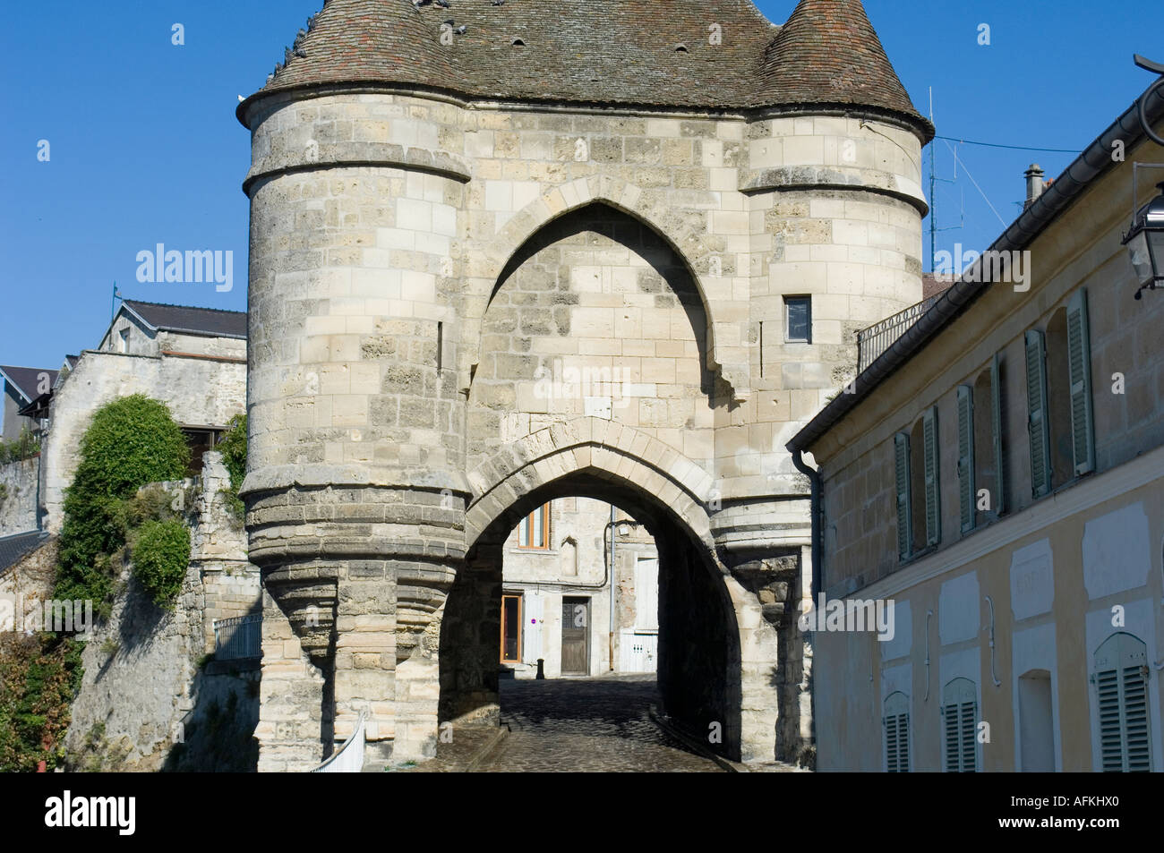 Entrance gate to the medieval city of Laon, Aisne, Picardie, northern ...