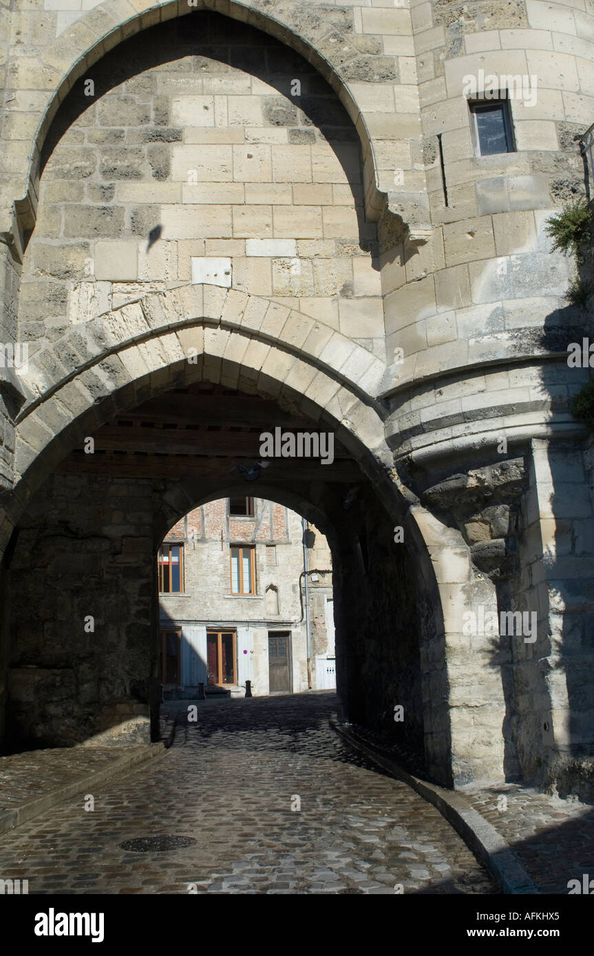 Entrance gate to the medieval city of Laon, Aisne, Picardie, northern ...