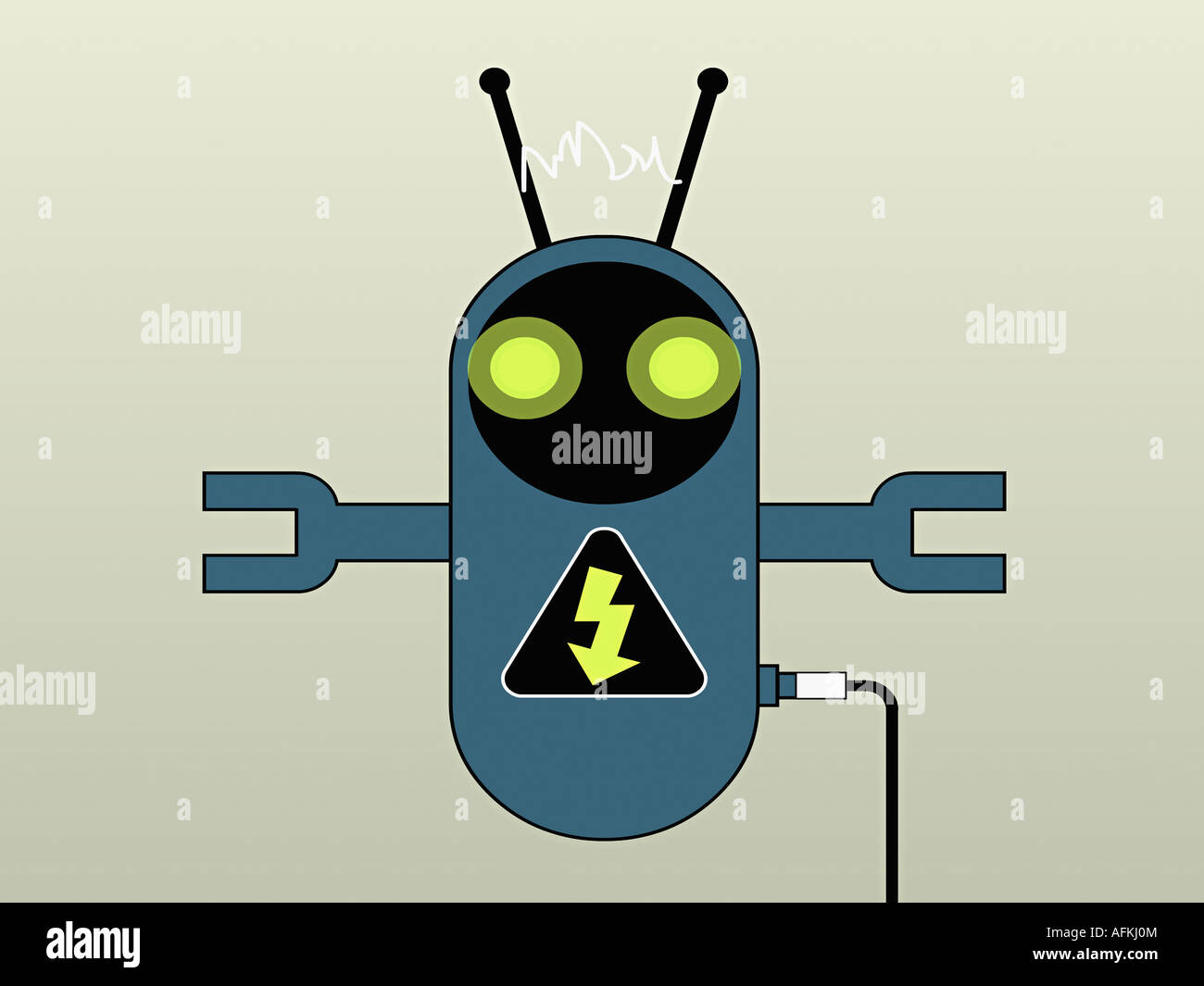 Close up of a robot with an electricity sign Stock Photo - Alamy