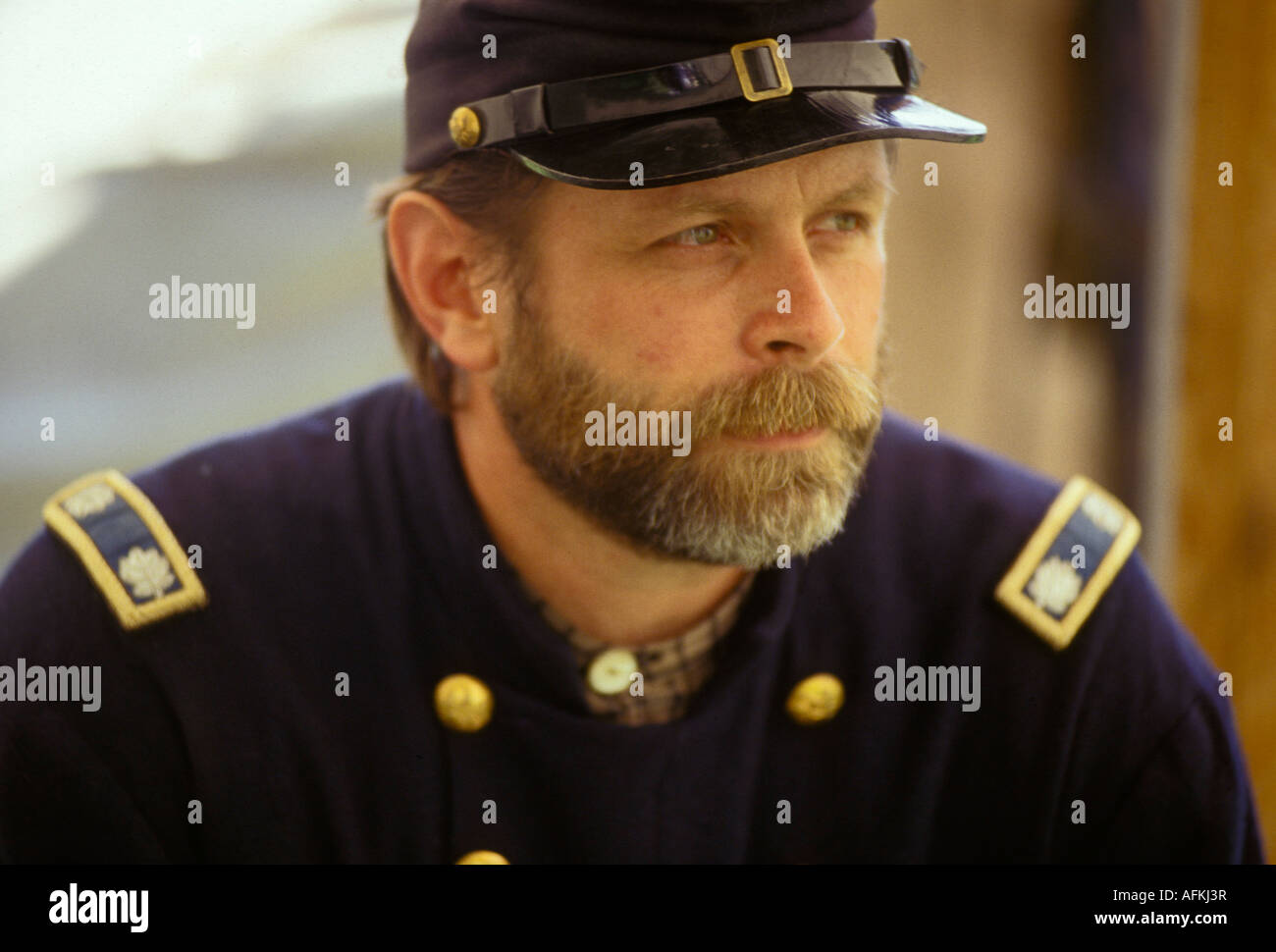 civil war reenactors Gettysburg PA battle field officer Stock Photo - Alamy