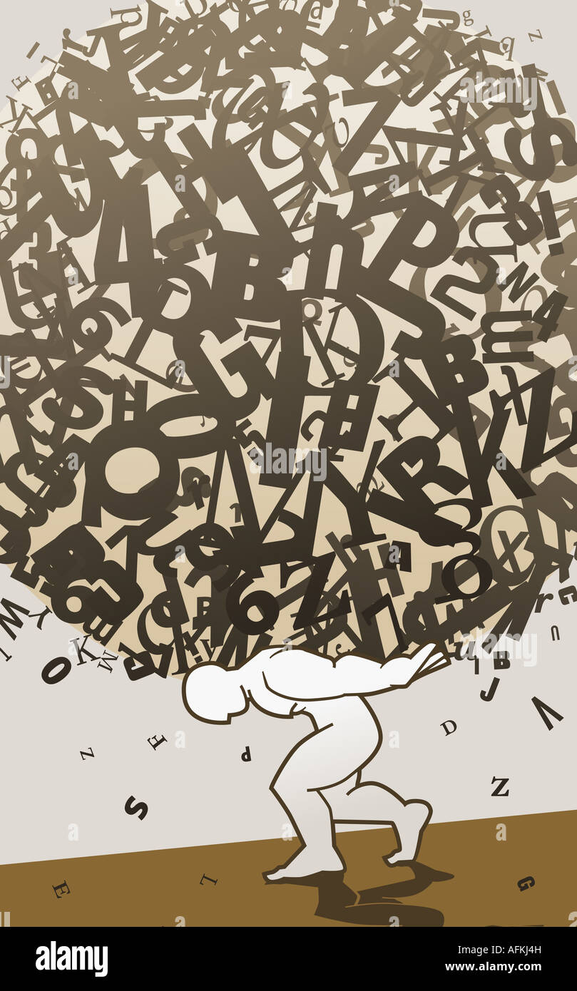 Man carrying numbers and alphabets Stock Photo - Alamy