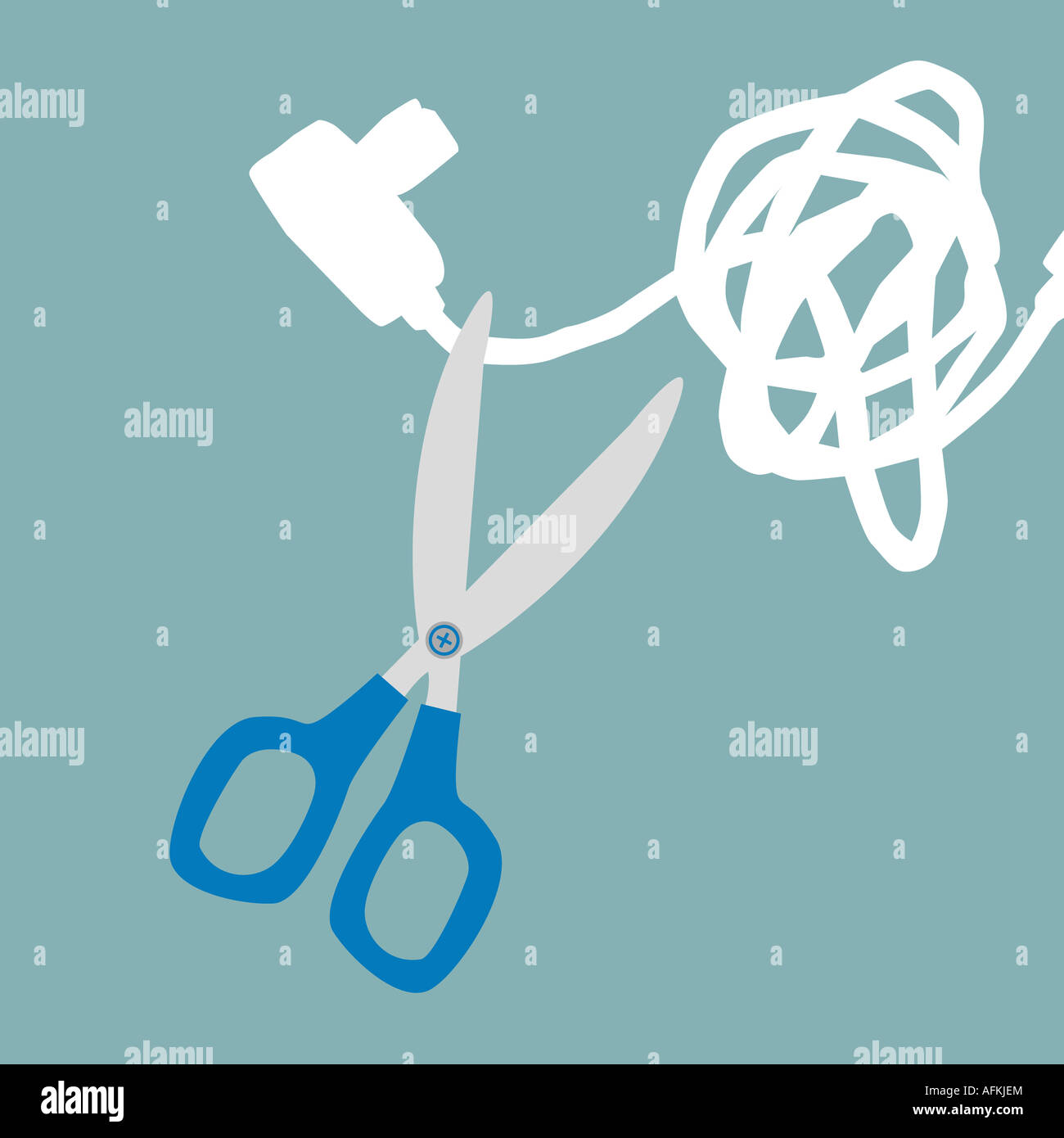 Pair of scissor cutting the wire of an electric plug Stock Photo - Alamy