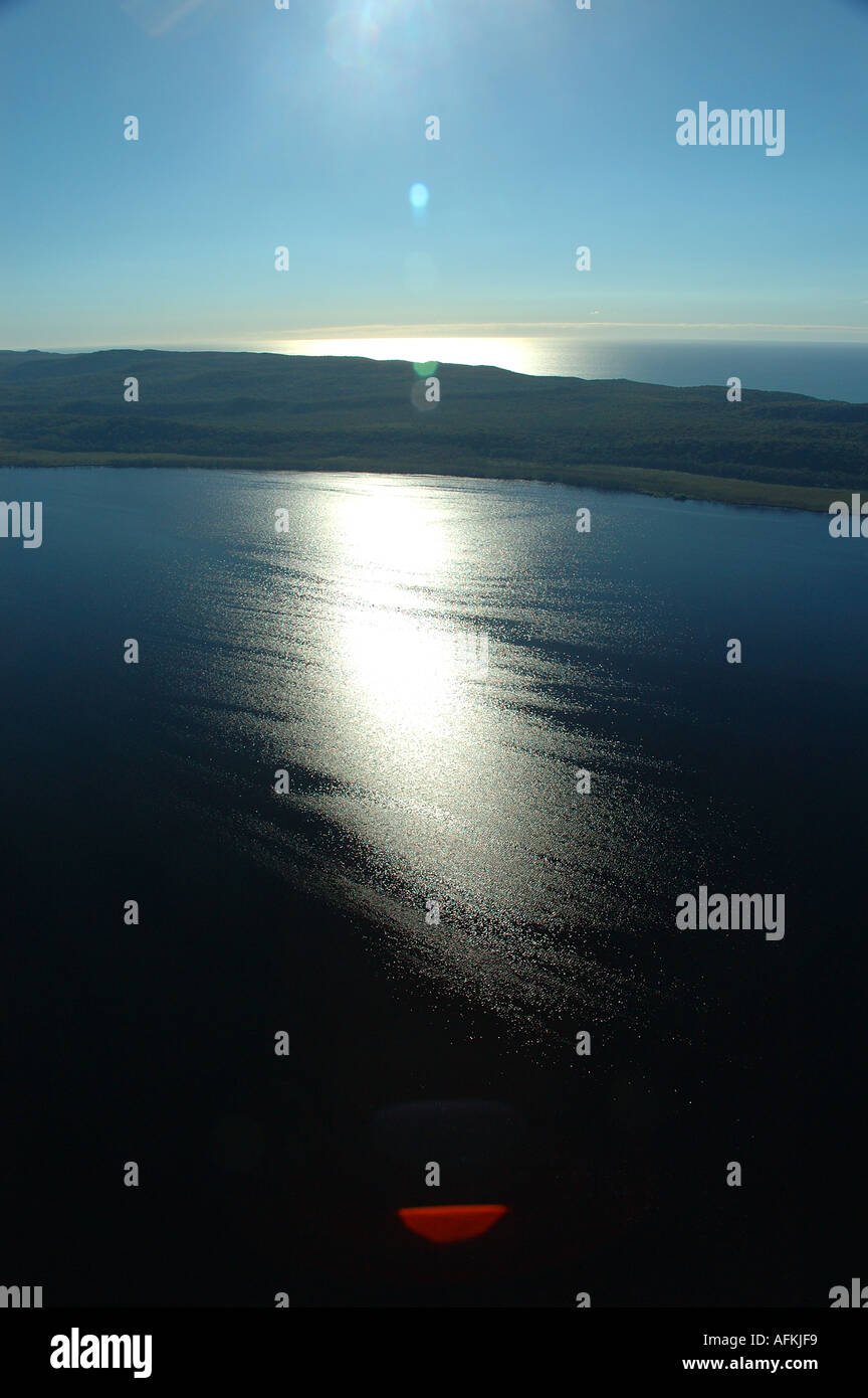 gentle wind ripples surface of lake Noosa national park Queensland ...