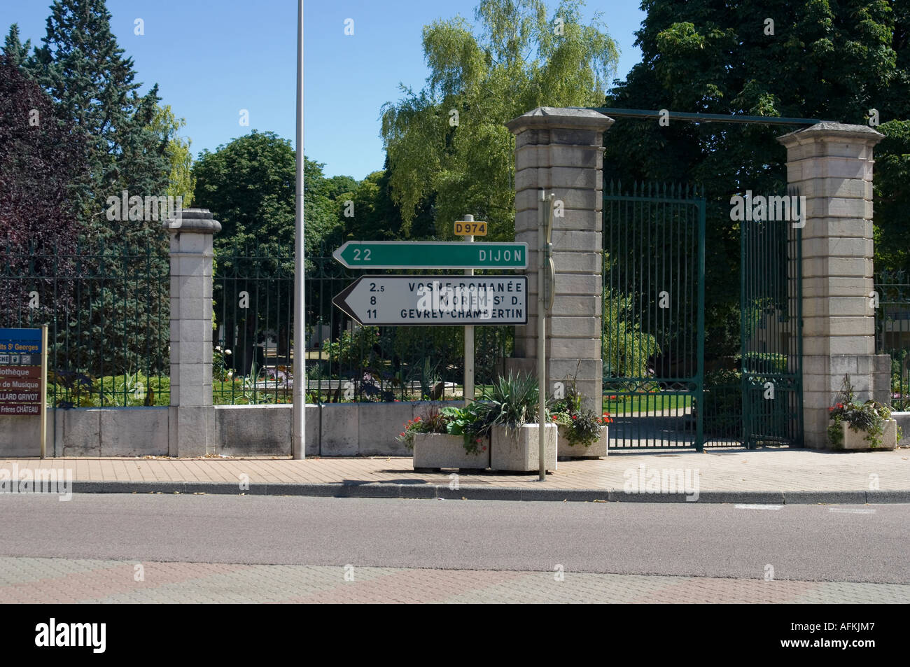 Road signs in Nuits Saint Georges, Cote d’Or, Burgundy, France Stock ...
