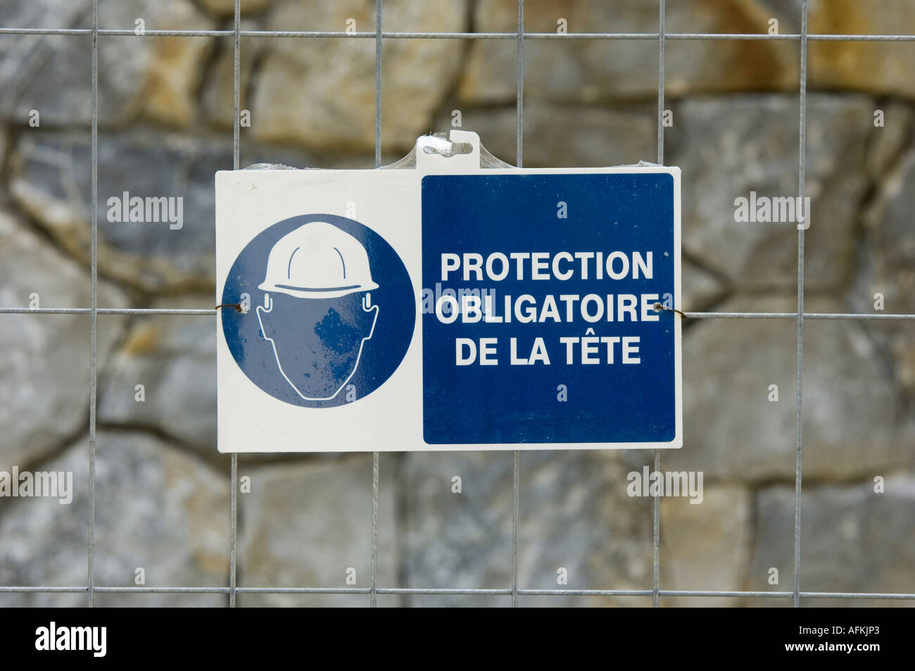 Building site warning sign, France Stock Photo - Alamy