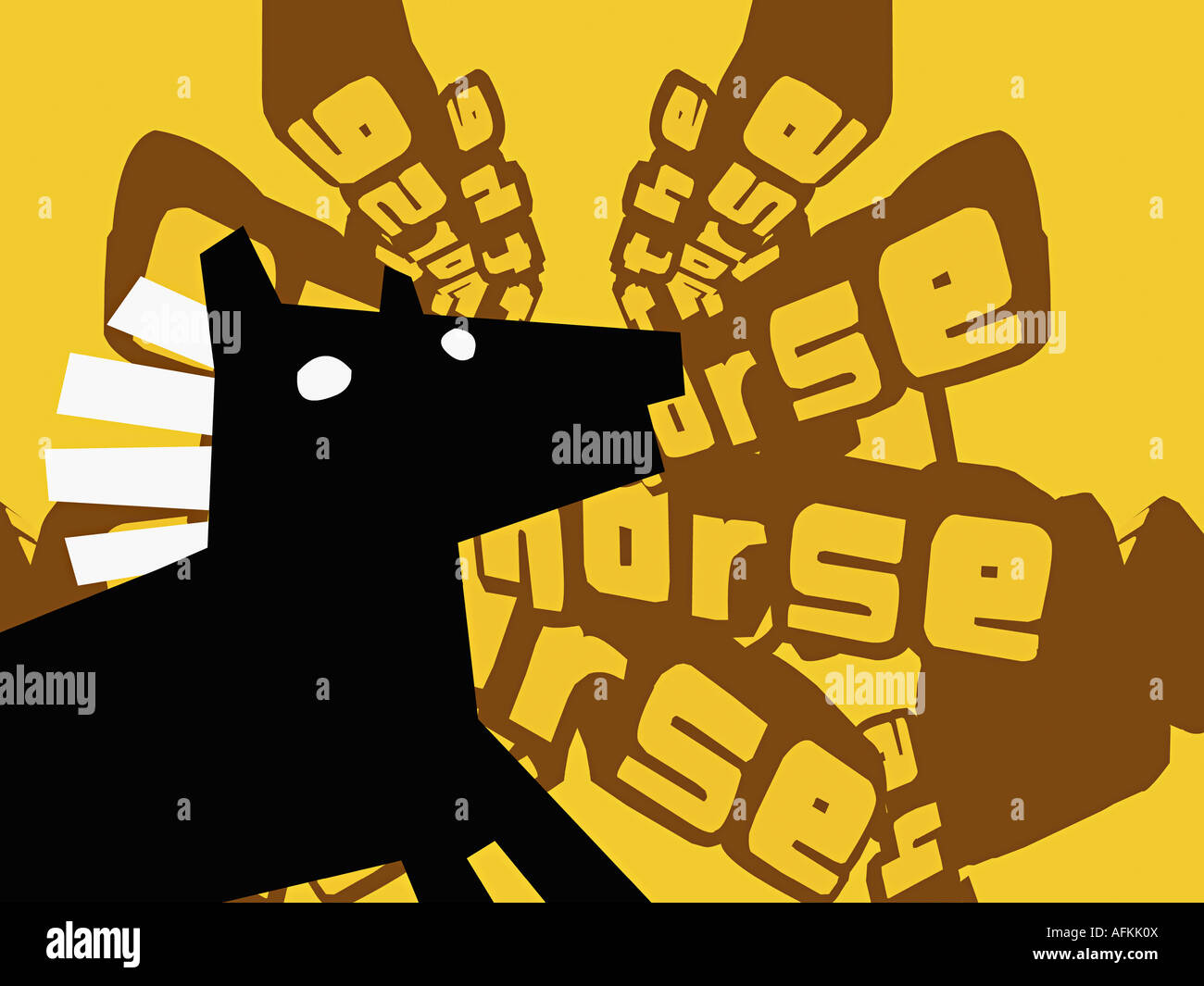 Horse with text Stock Photo - Alamy