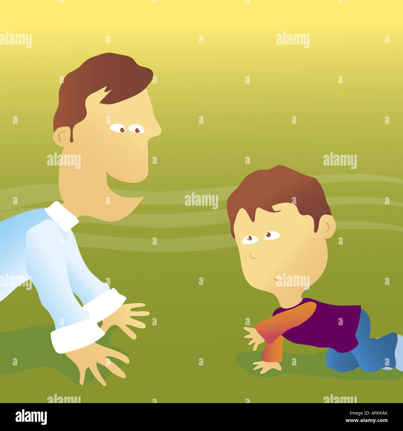 Side profile of a father and his son playing Stock Photo - Alamy