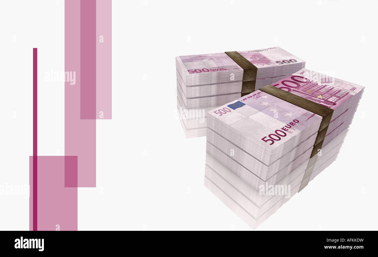 Two bundles of five hundred Euro bank notes Stock Photo - Alamy