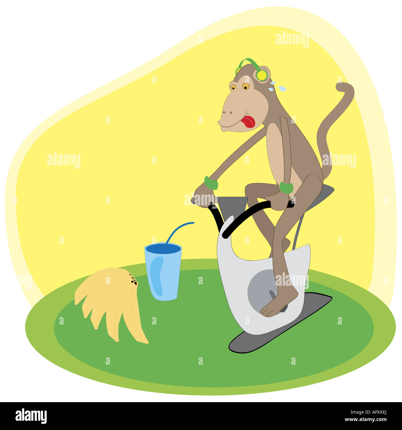 Monkey exercising on an exercise bike Stock Photo - Alamy