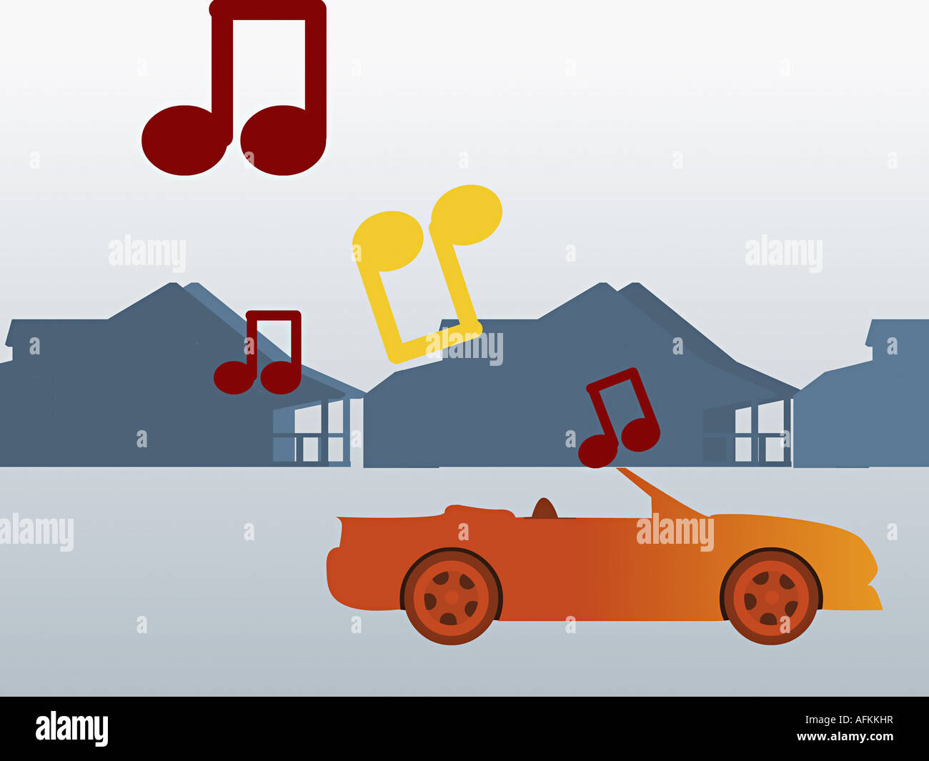 Music scores over a convertible car on the road Stock Photo - Alamy