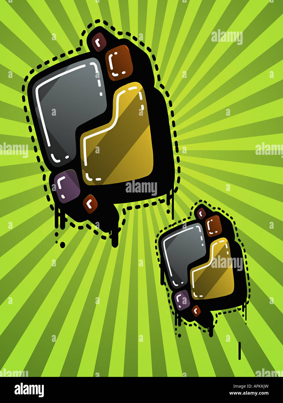 Two blocks on a green background Stock Photo - Alamy