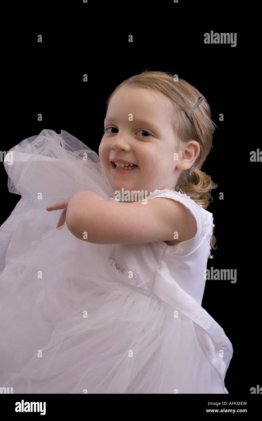 Three year old girl in a fancy dress Stock Photo - Alamy