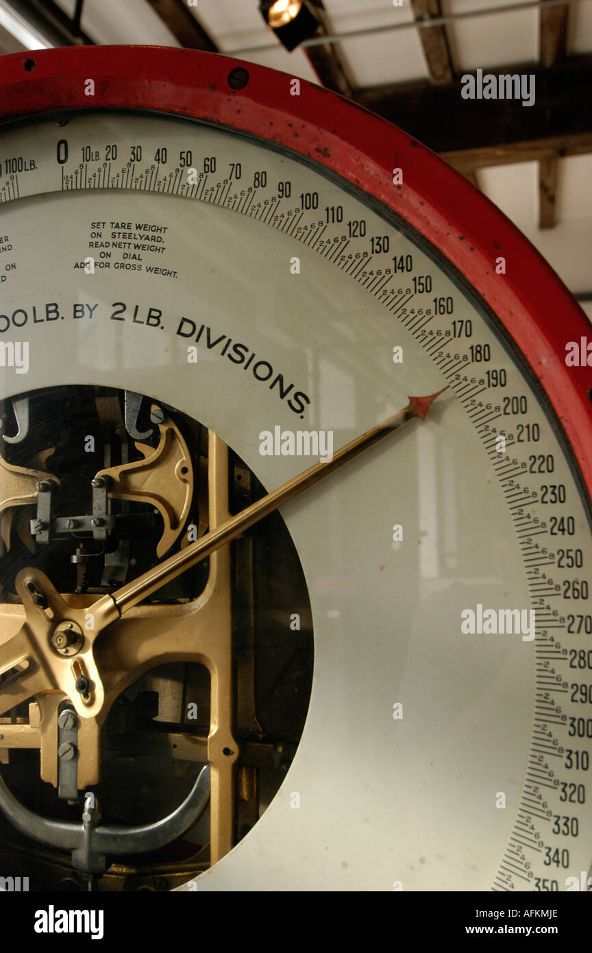 Old weighing scale for weighing wool at The Welsh Woolen Museum ...