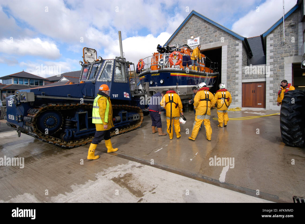 RNLI lifeboat and station Abermaw Barmouth Gwynedd North Wales Stock ...