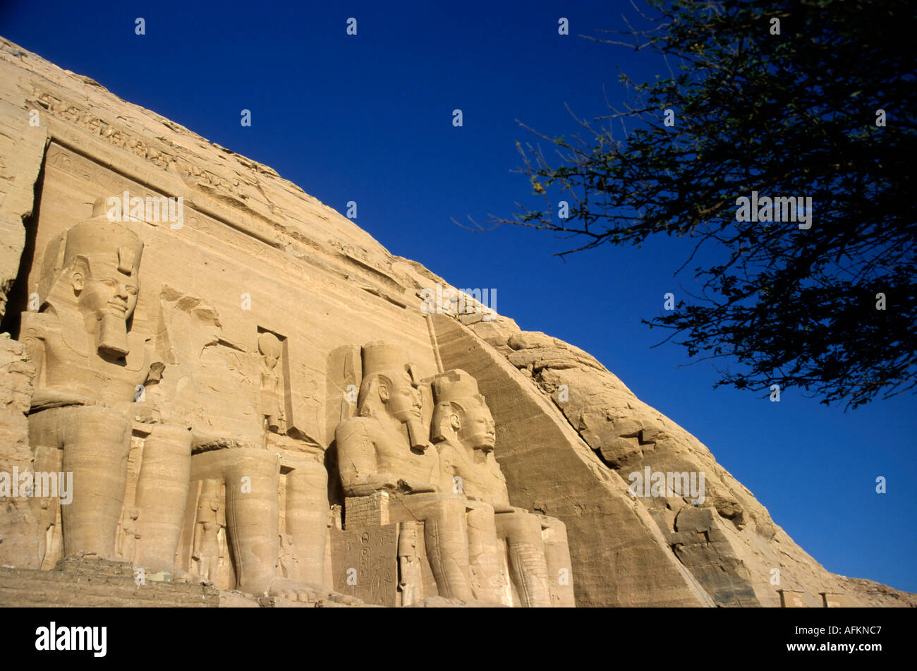 Egypt Abu Simbel The Four Giant Statues At Ramses Ii Temple Stock Photo ...