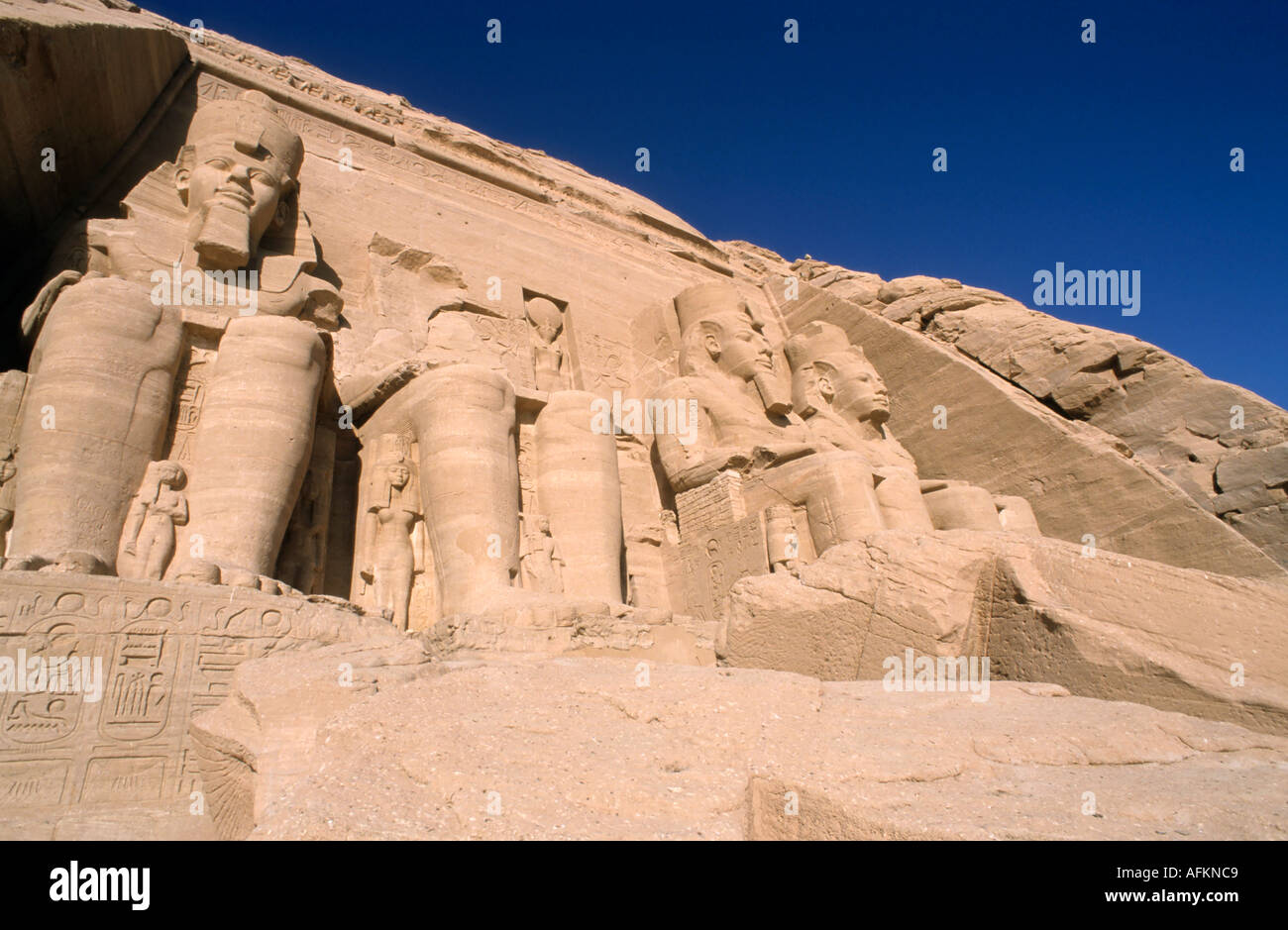 Egypt Abu Simbel The Four Giant Statues At Ramses Ii Temple Stock Photo ...