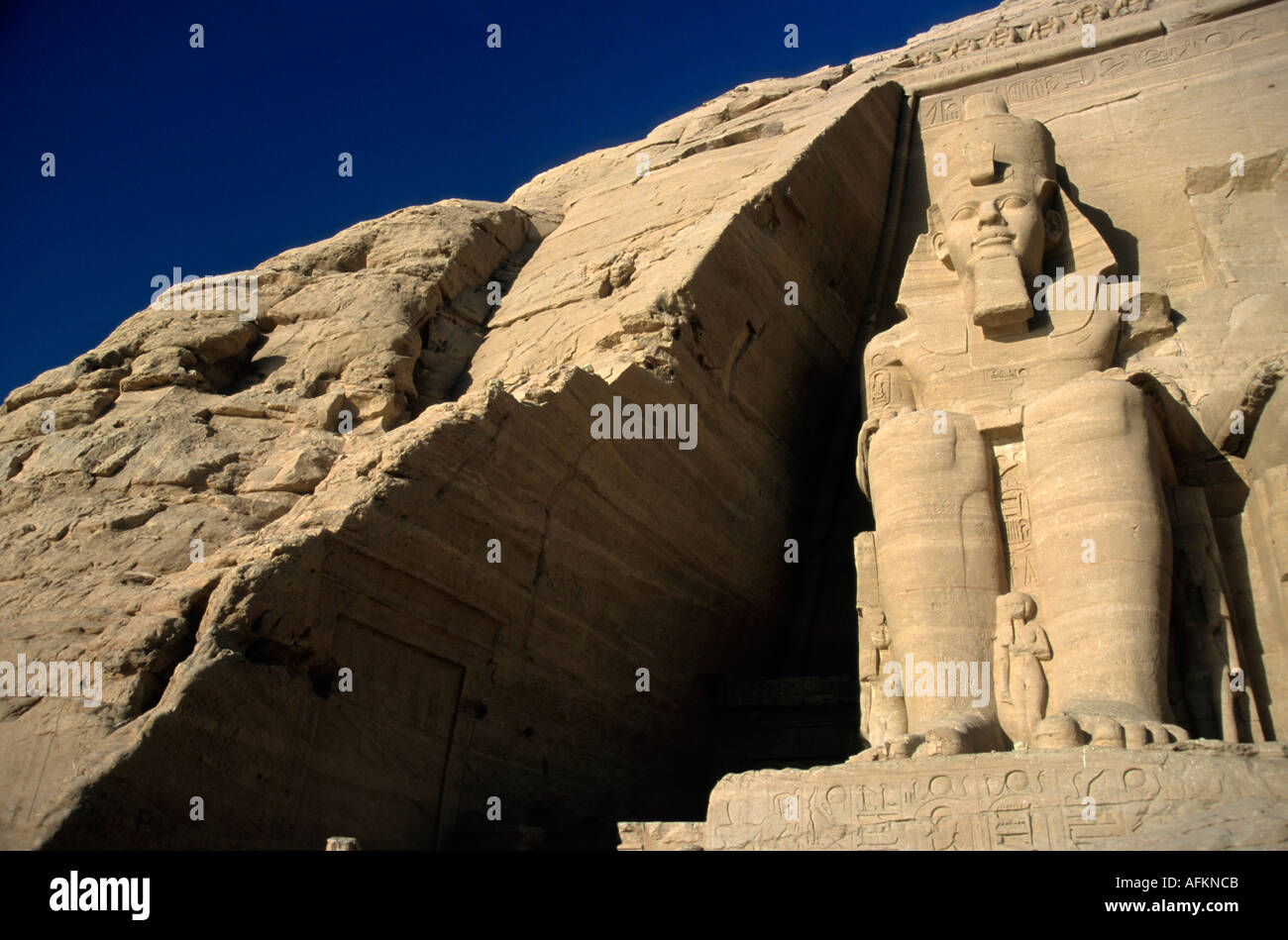 Four giant statues outside Ramses II Temple, Abu Simbel, Egypt Stock ...