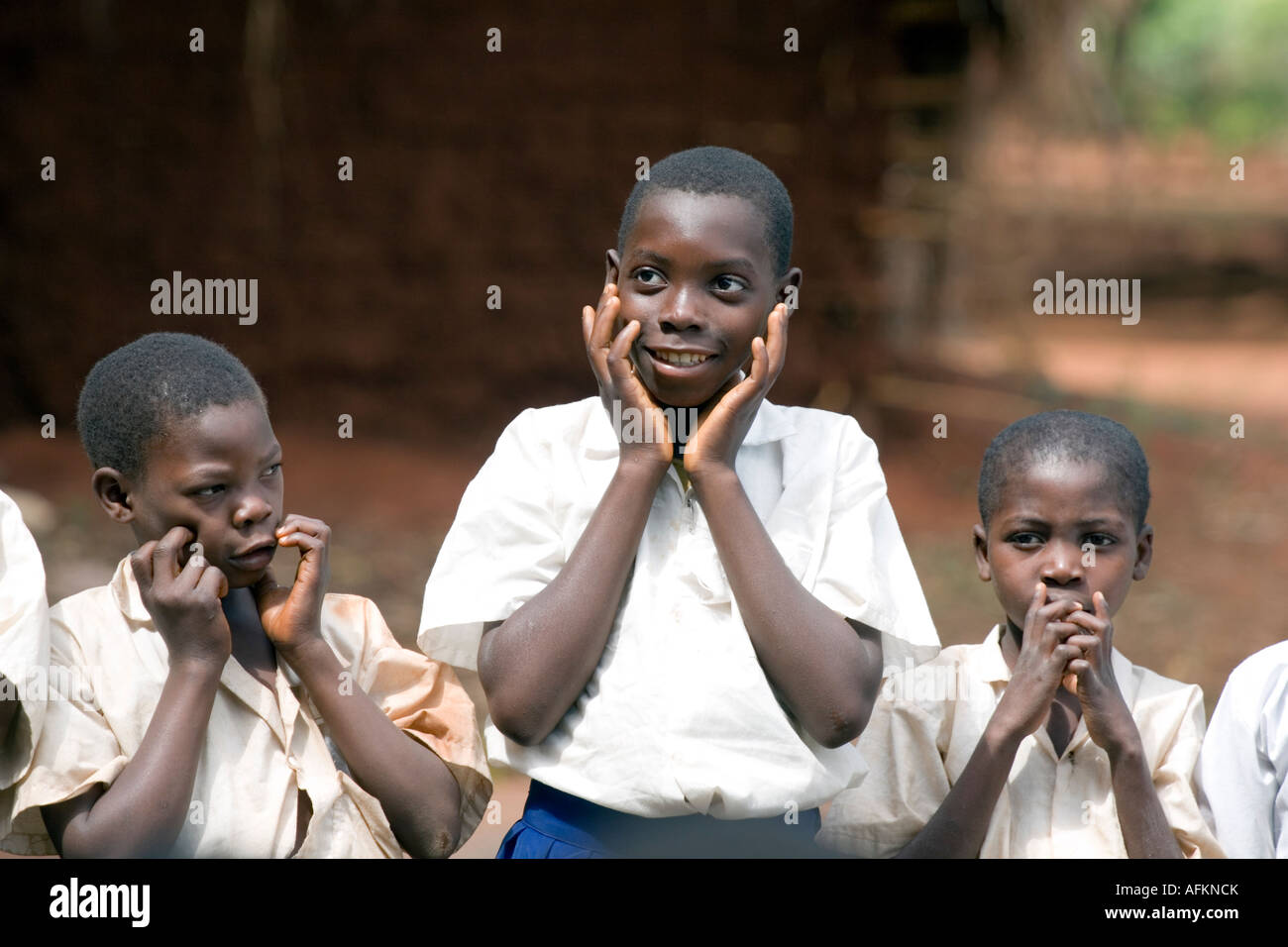Tanzanian school children playing game Stock Photo - Alamy