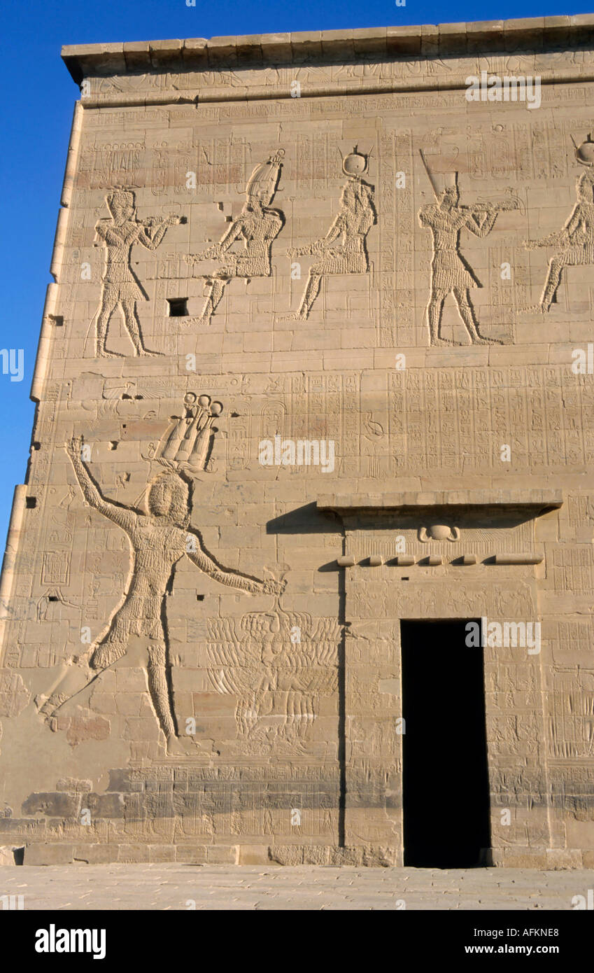 First Pylon gateway / door of the Temple of Isis / Temple of Philae at ...