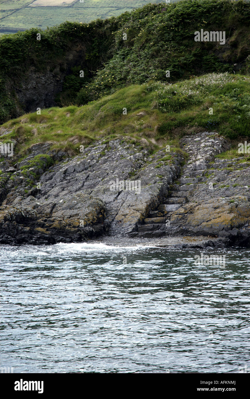 Steps cut into cliff at Glen Cove. Used by Monks from the Skelligs ...