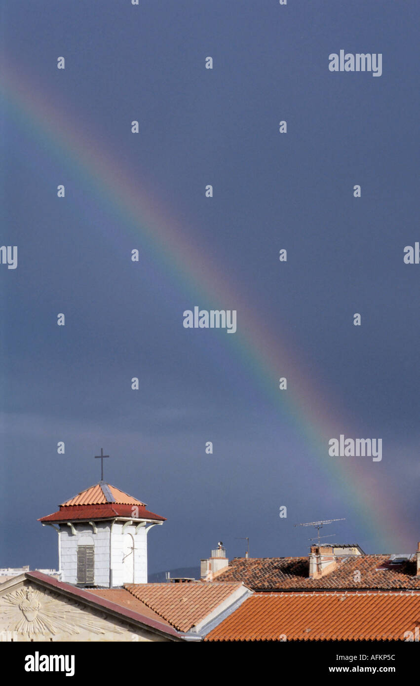 Rainbow over a church hi-res stock photography and images - Alamy