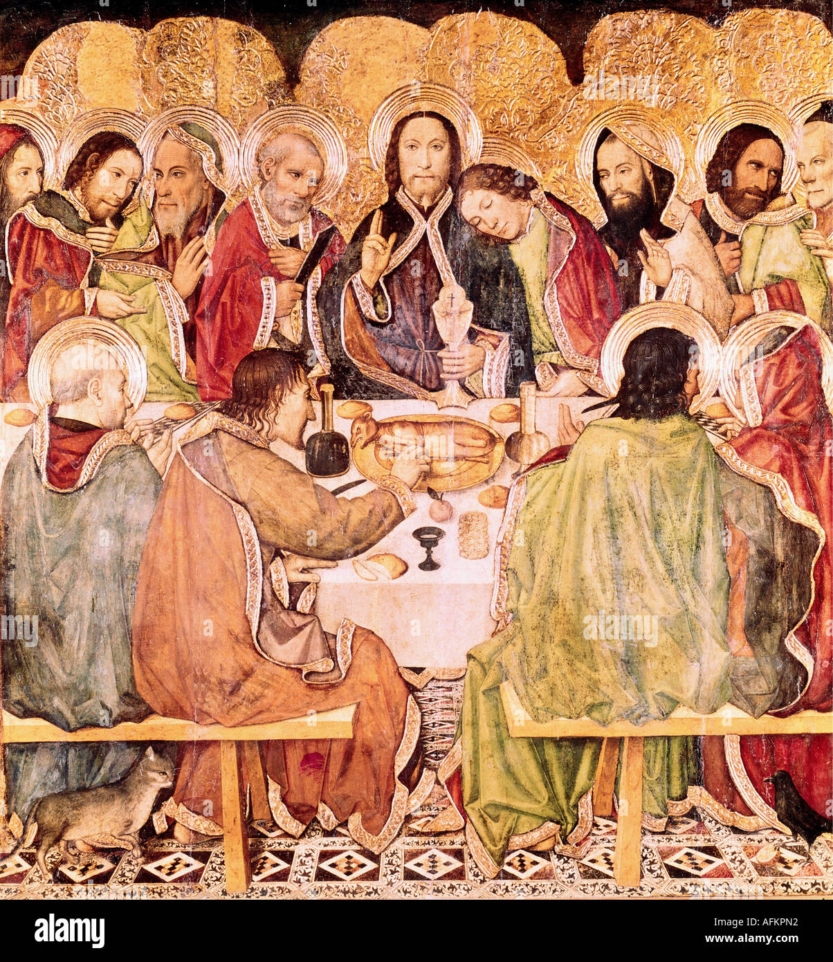 fine arts, religious art, Jesus Christ, Last Supper, painting by Jaime ...