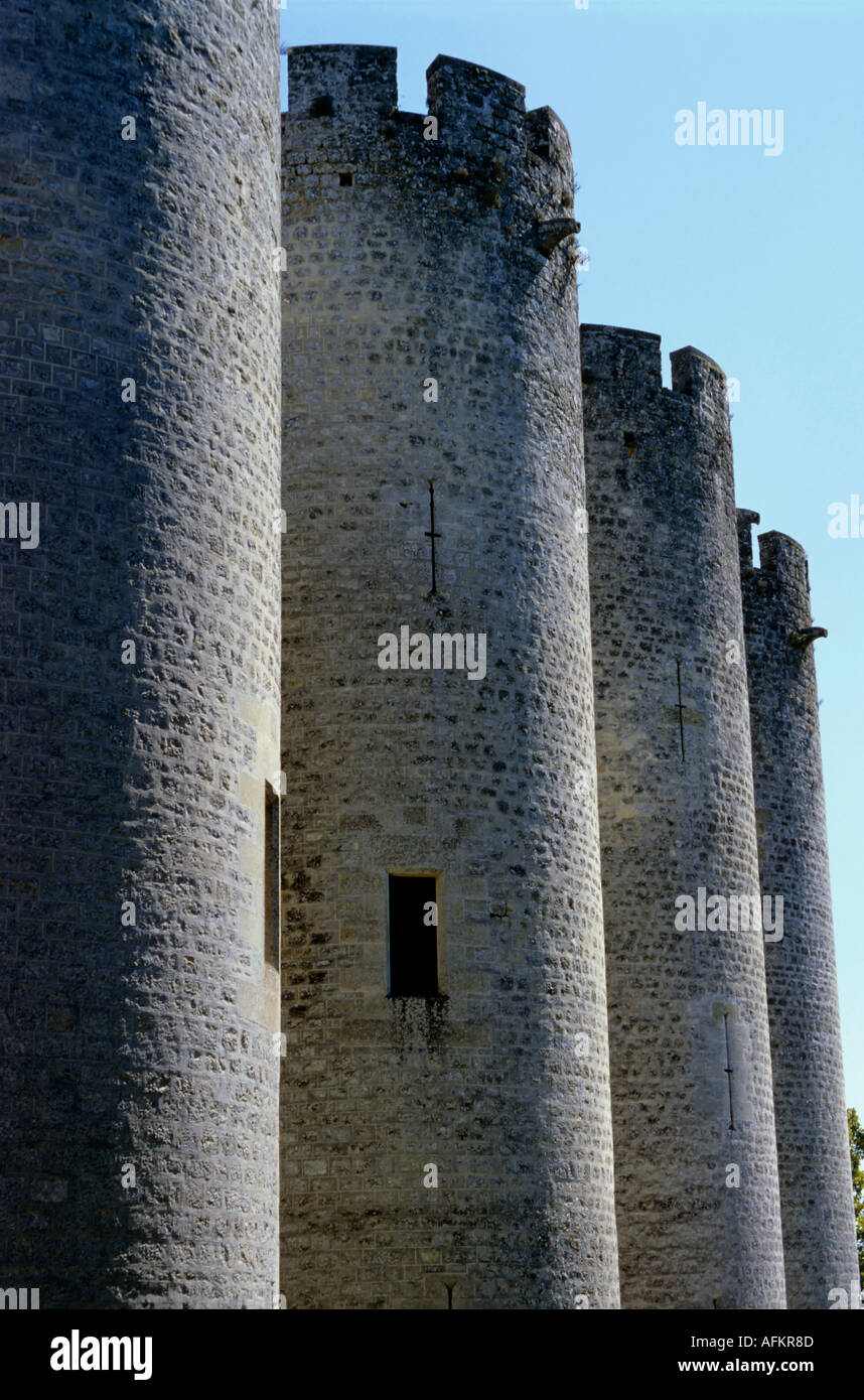 Ramparts of a medieval castle in Roquetaillade, Aude, France Stock ...