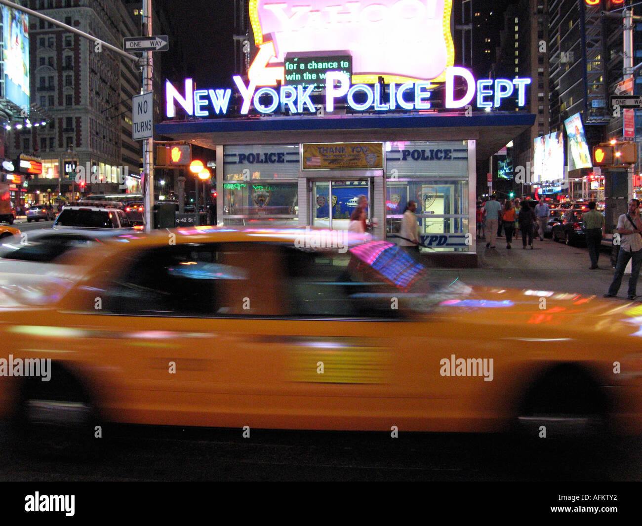 cab in Times Square Stock Photo - Alamy