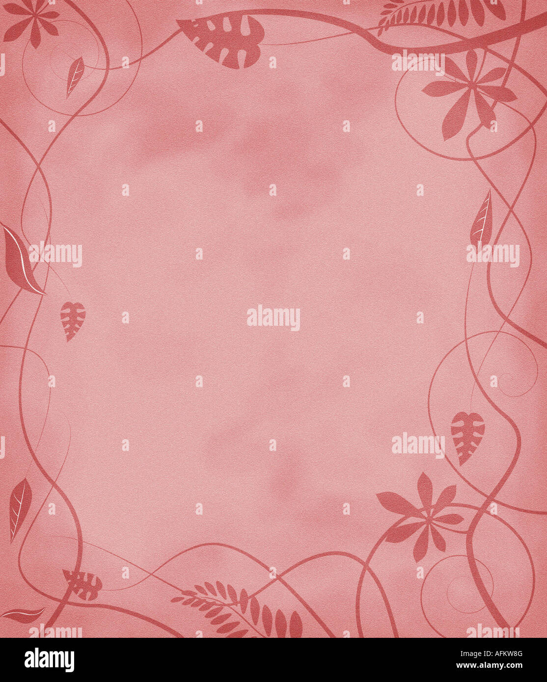 An old aged piece of paper with raised texture and a floral design red ...