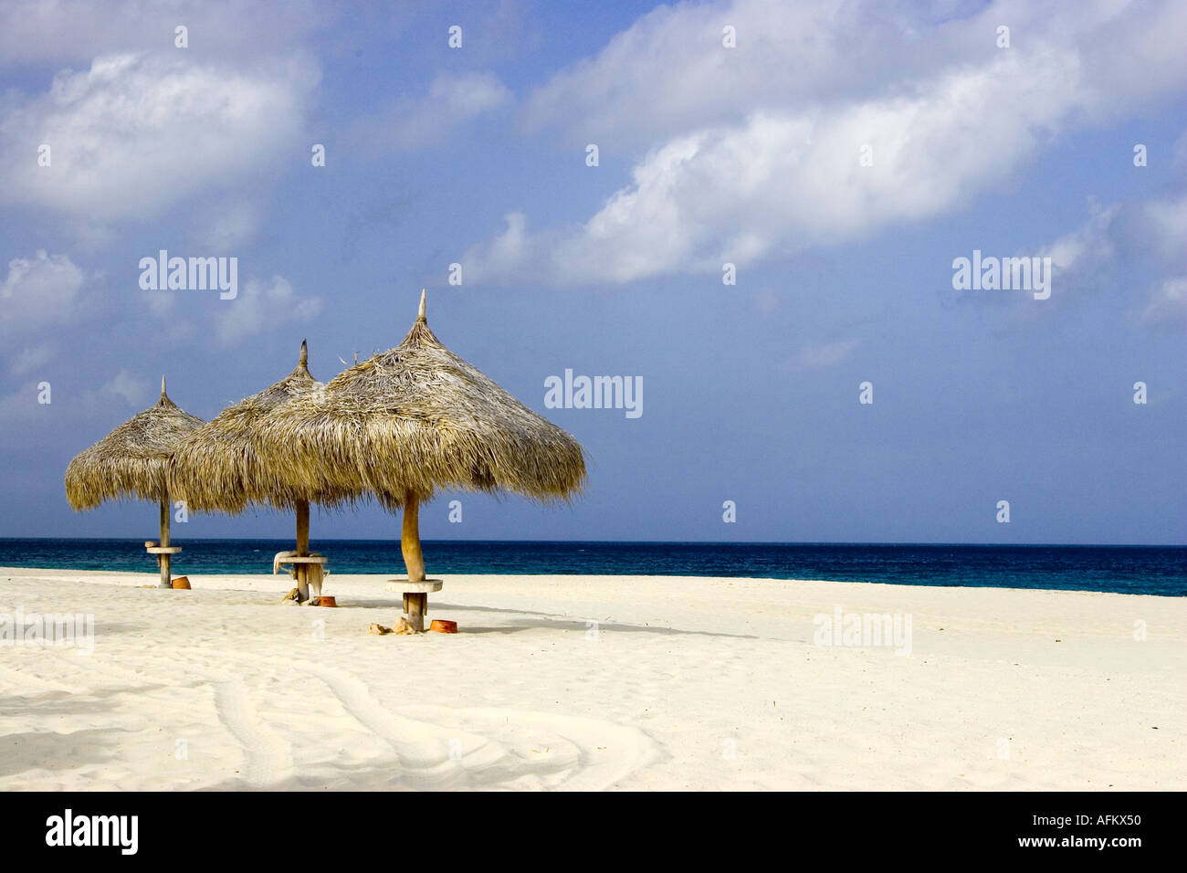 Palapas on Manchebo Beach Aruba Stock Photo - Alamy