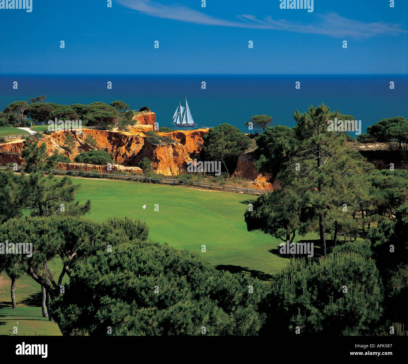 Pine Cliffs Golf Course with seaview Algarve South Portugal. Praia da ...