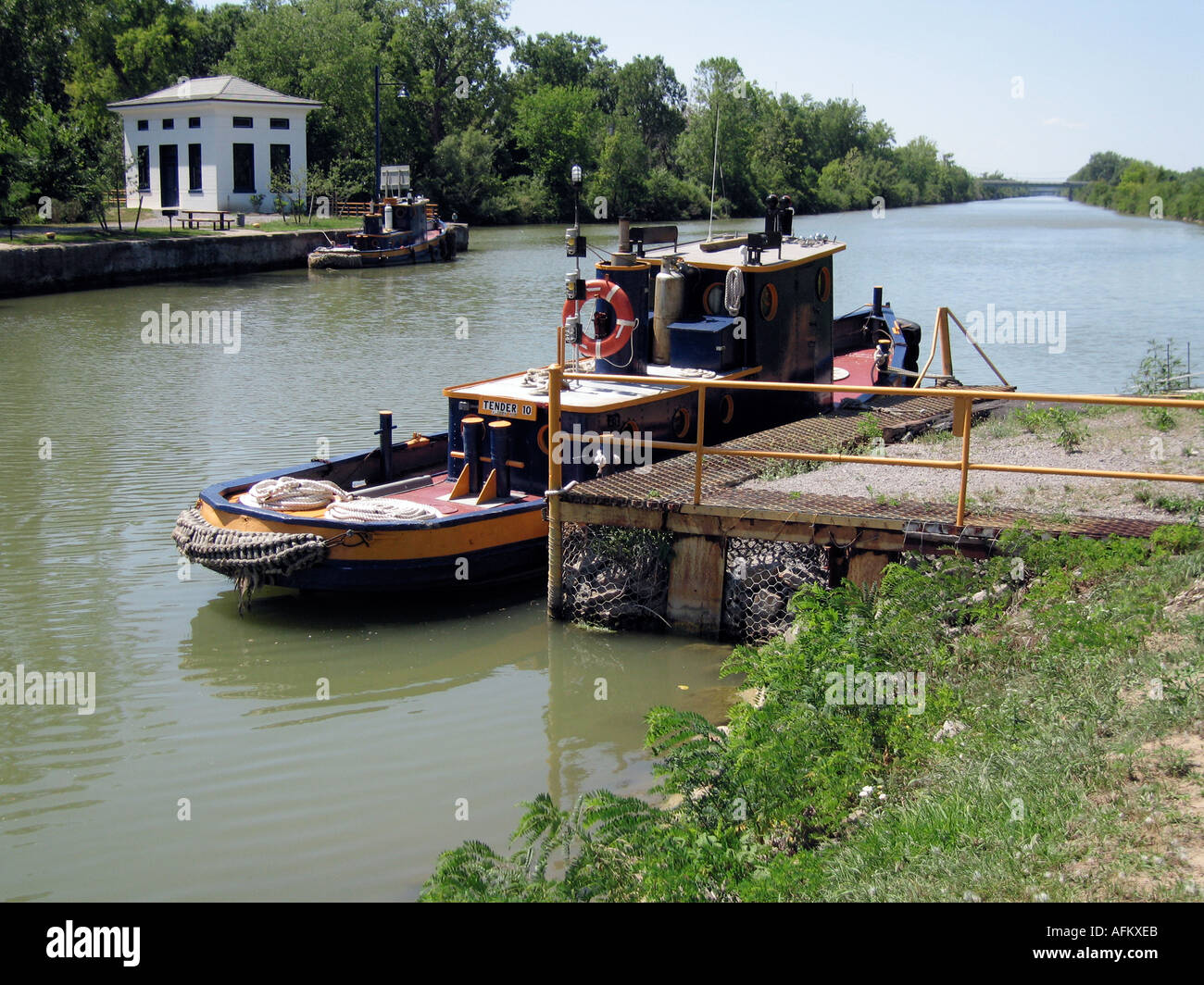 Erie Canal tender tug boat Stock Photo - Alamy