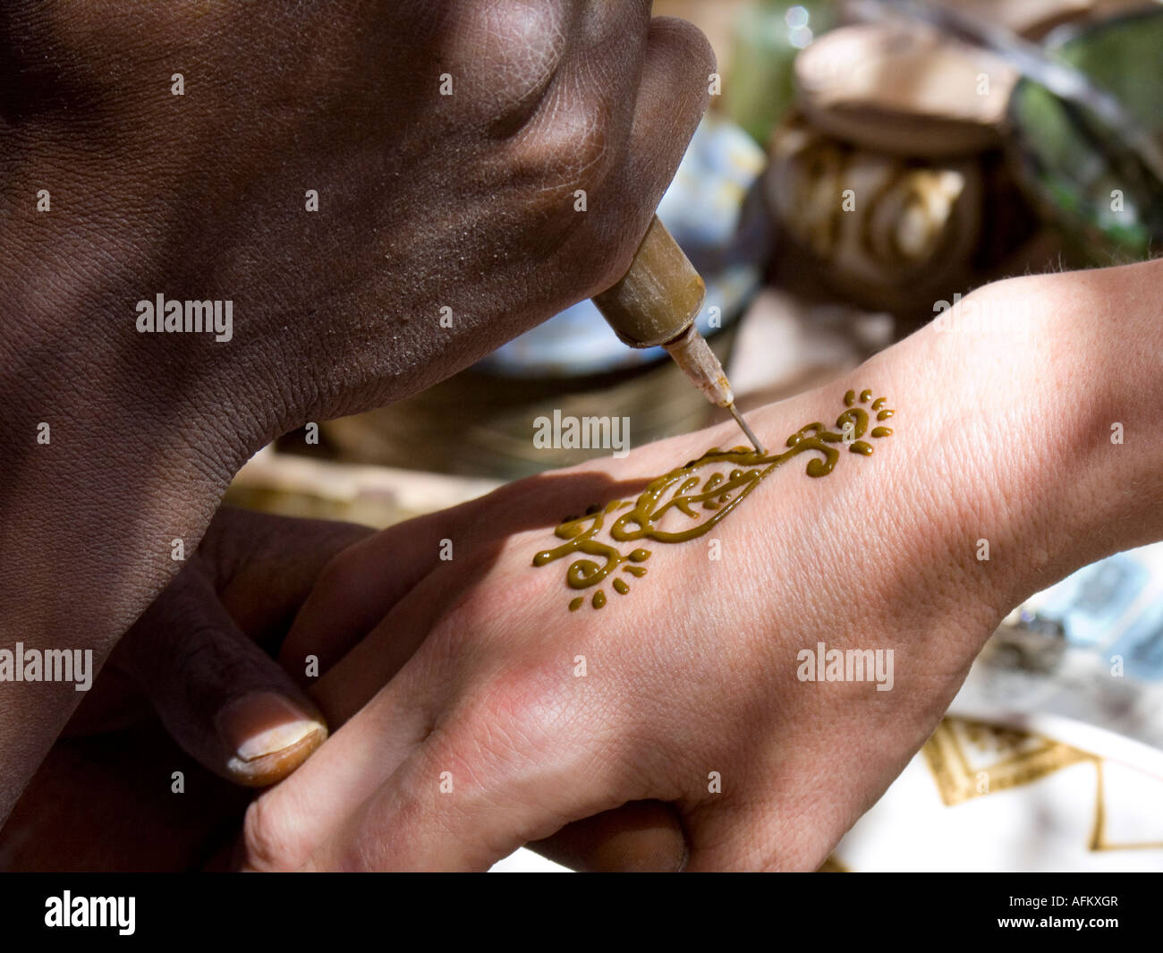 Henna tattoo on hand, Morocco, North Africa Stock Photo - Alamy