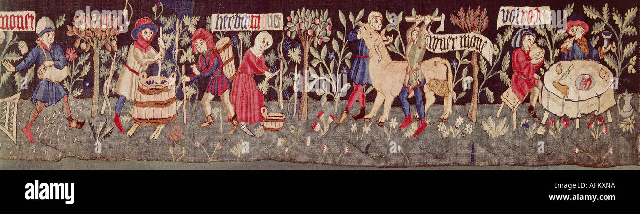 "fine arts, tapestry, "the works for differents seasons", Germany, 15th ...