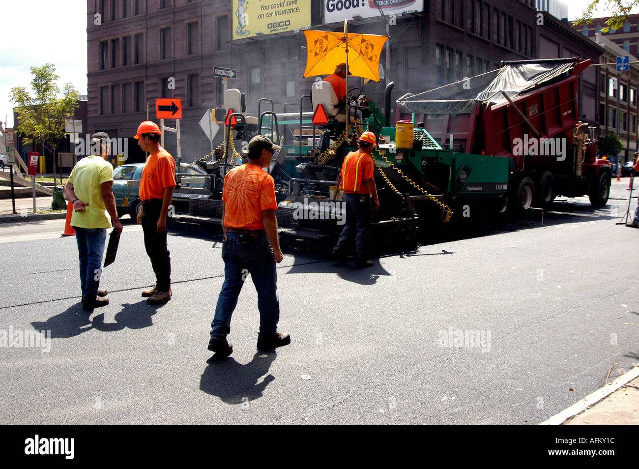 Street paving crew Stock Photo - Alamy