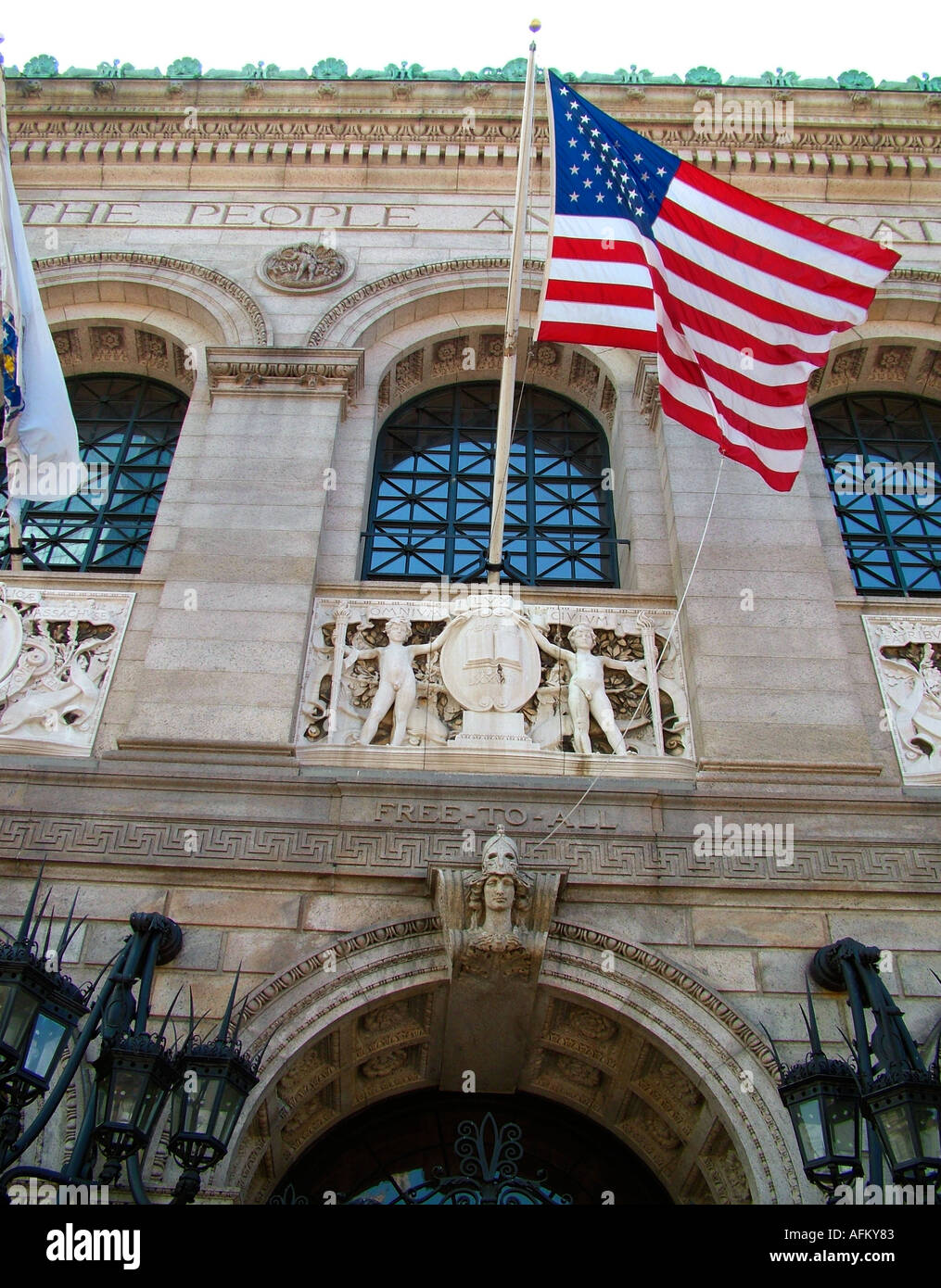 Boston public library statue hi-res stock photography and images - Alamy