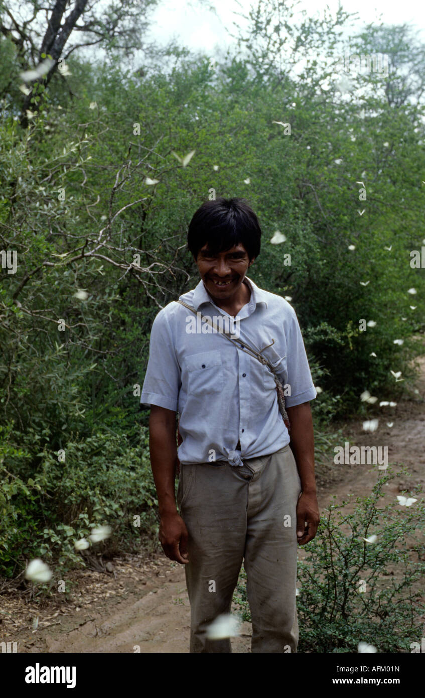 Indigenous man laughs among the butterflies Stock Photo - Alamy