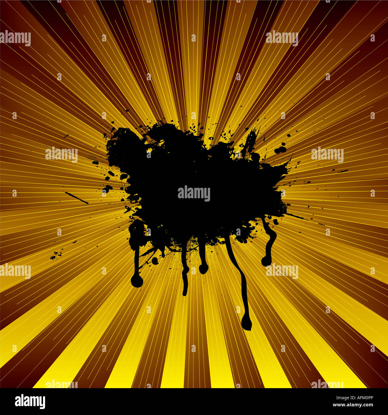 Exploding yellow background with an ink splat and room to add your own ...