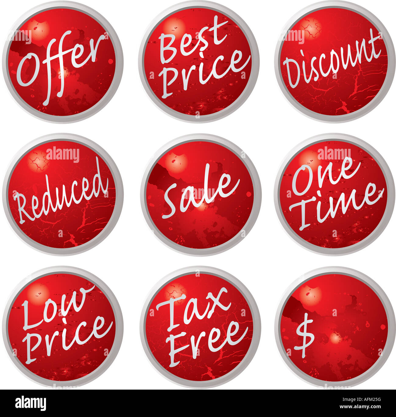 Illustrated collection of buttons or tags that could be used within a ...