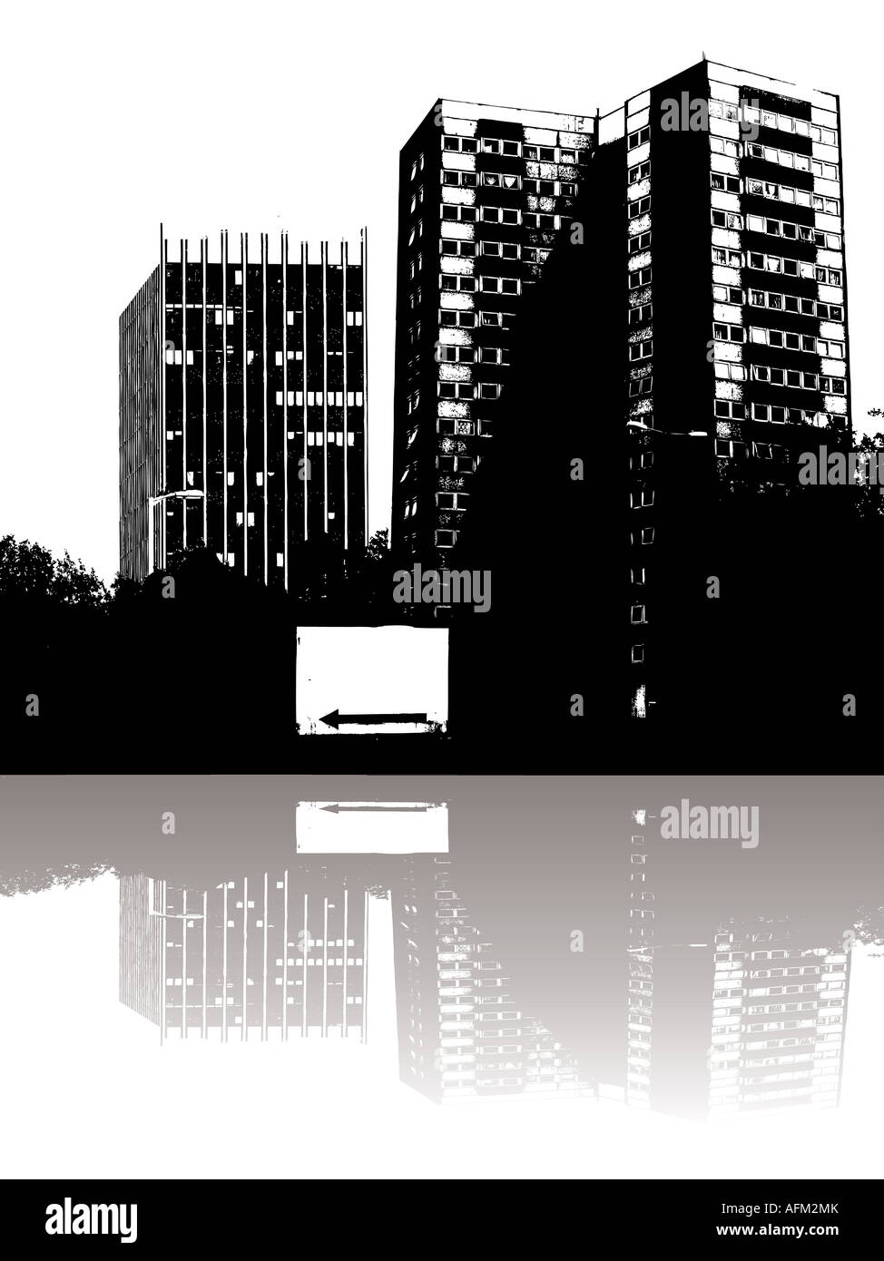 Illustrated tower block heaven with room for your own text on the sign ...