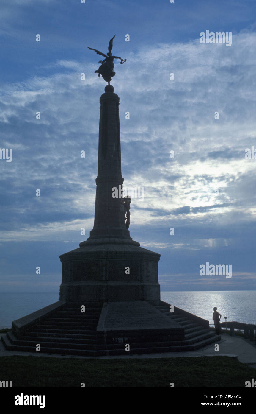 Silhouette of Man and War Memorial Aberystwyth Wales Stock Photo - Alamy