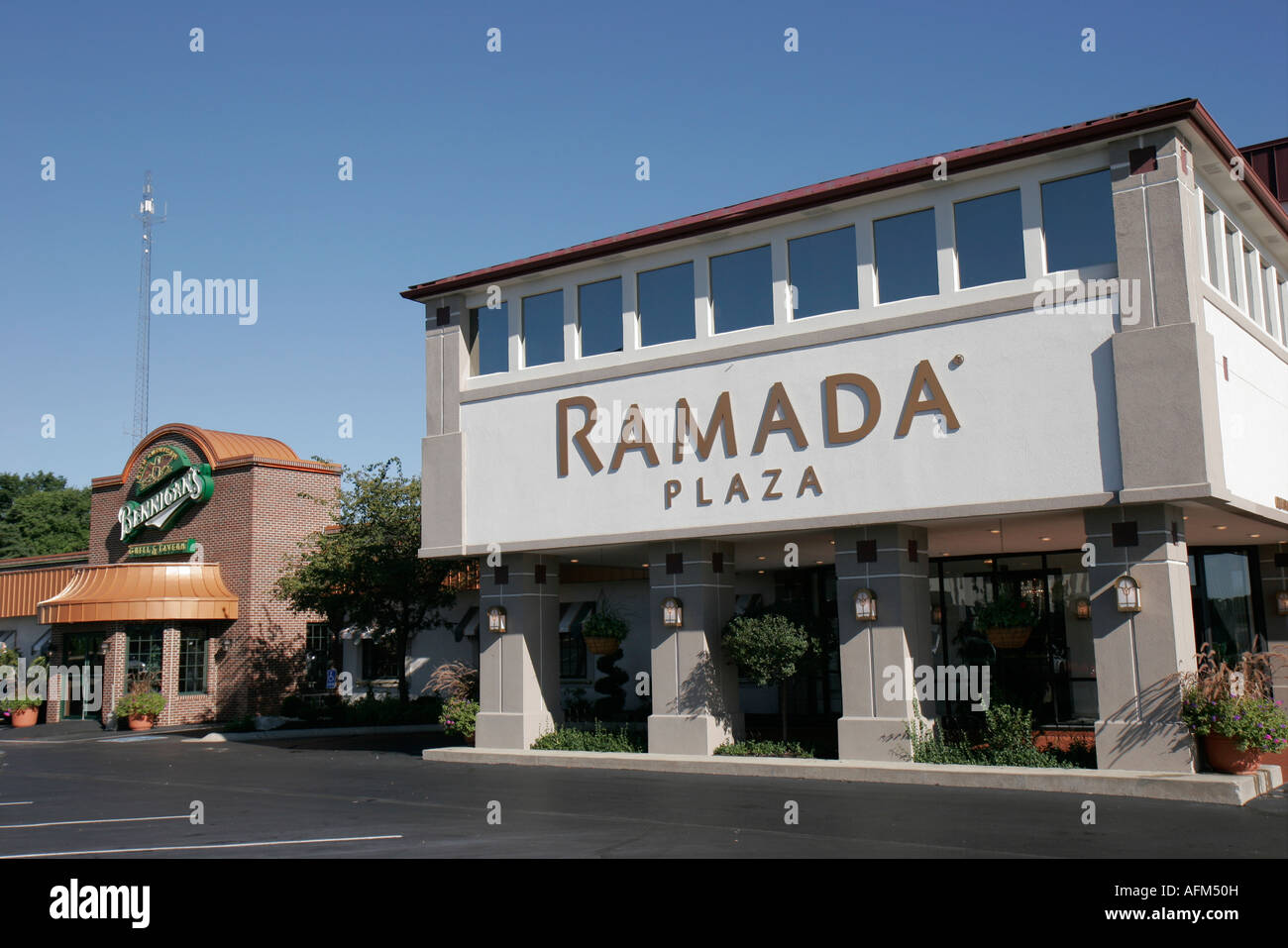 Indiana Kosciusko County,Warsaw,Ramada Plaza,hotel entrance,Bennigan's ...