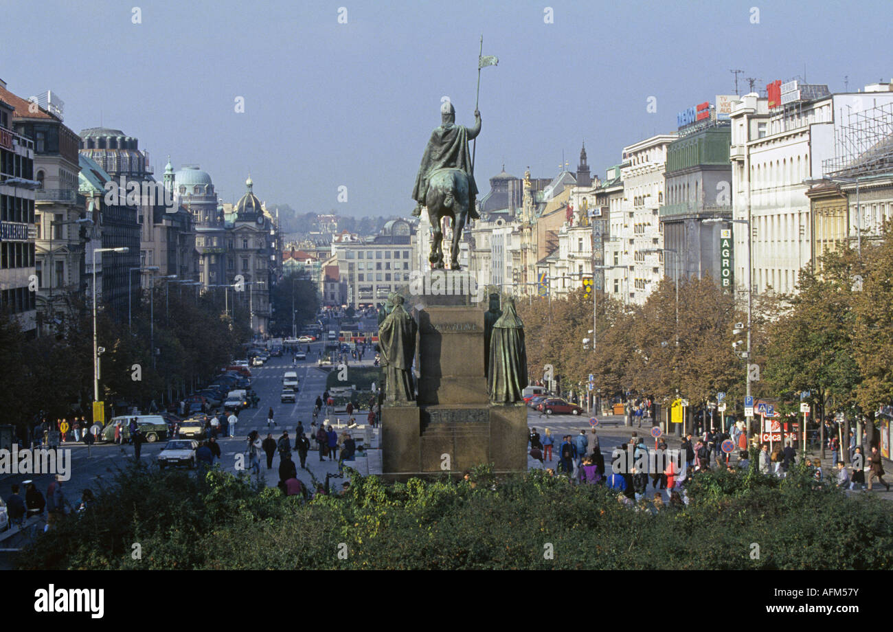 A view of Wenceslas Square heart of Prague and the dining and shopping ...