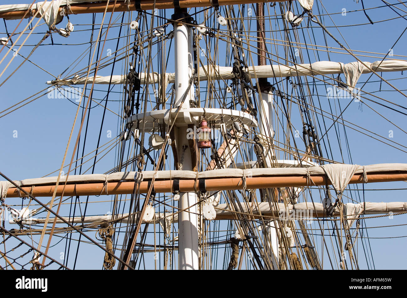Masts, sails, and rigging on a tall ship Stock Photo - Alamy