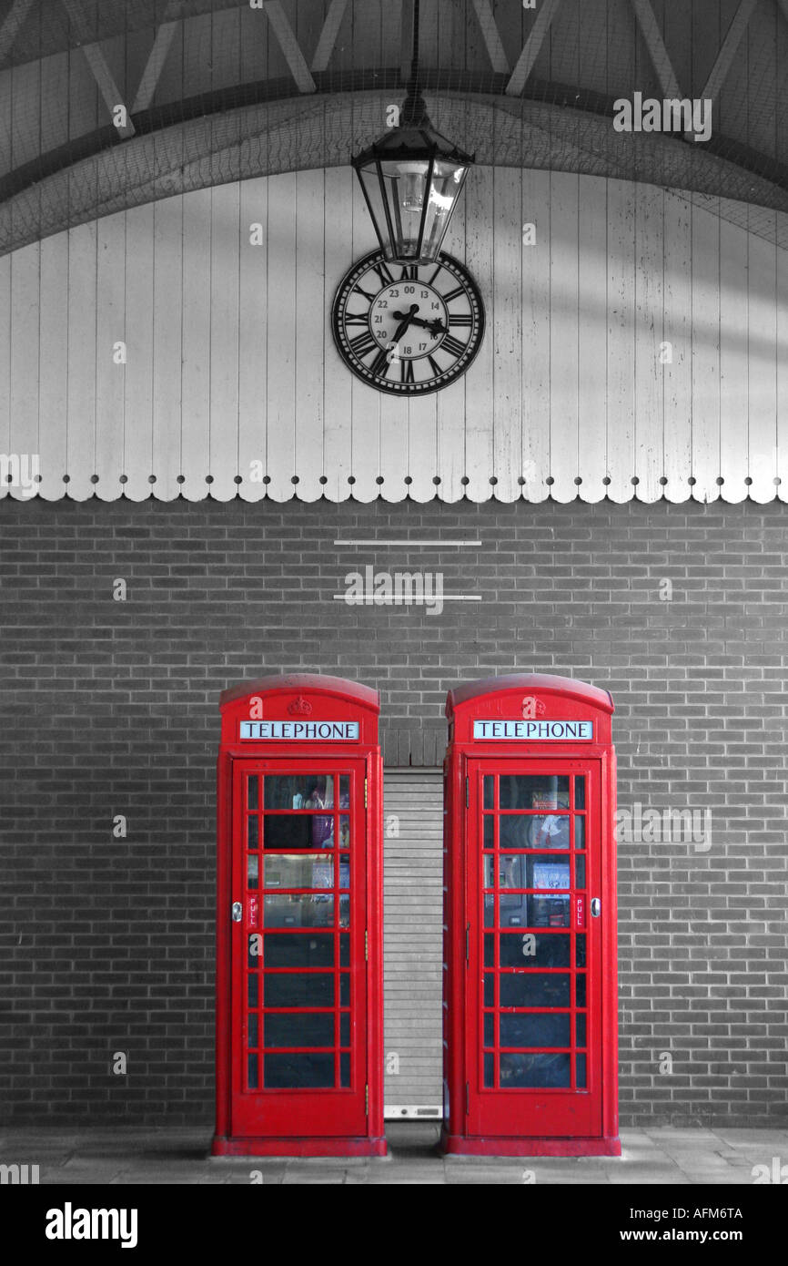 RED OLD FASHIONED TELEPHONE BOXES Stock Photo - Alamy