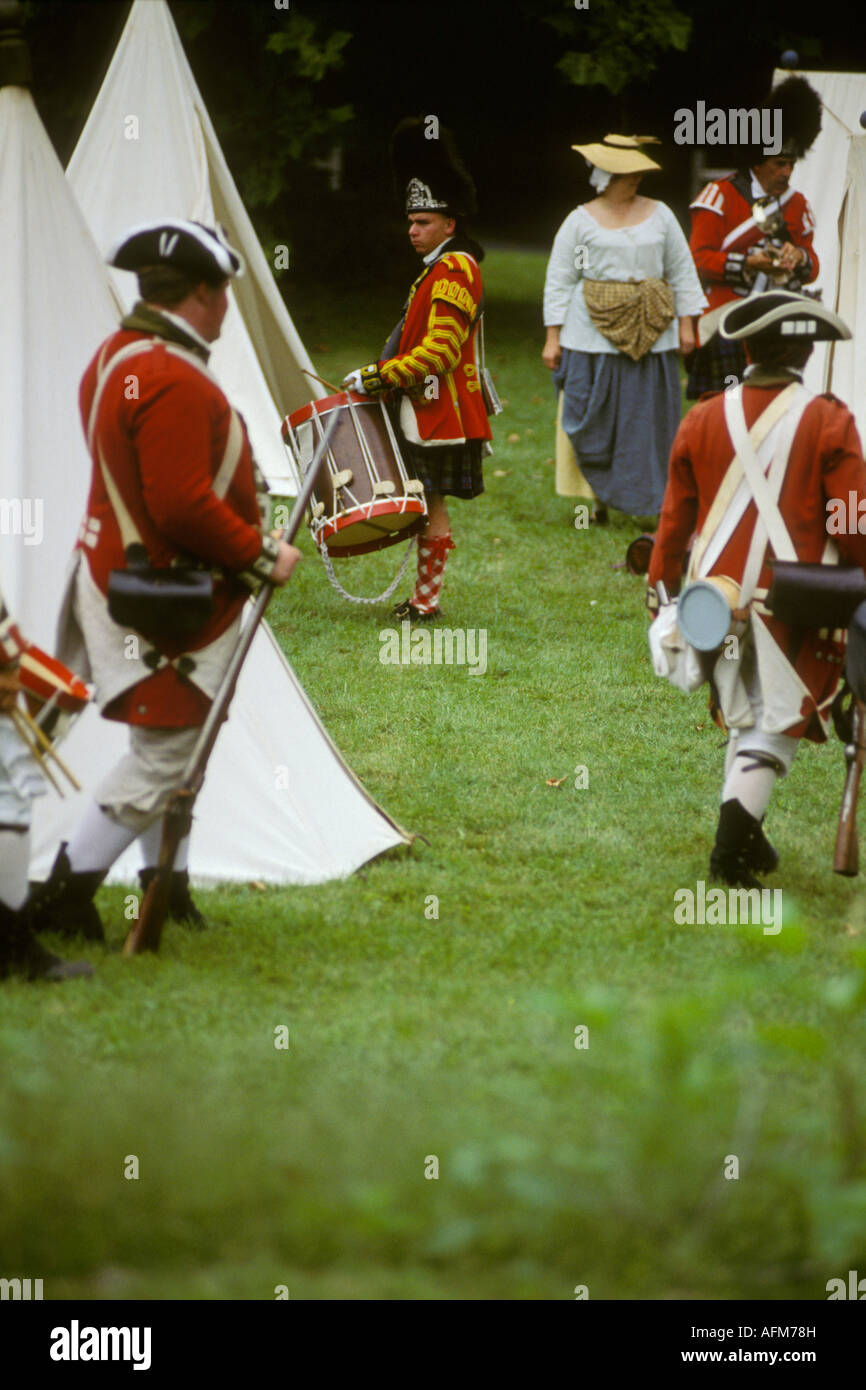 American revolutionary war reenactors prepare for mock combat at Edward ...