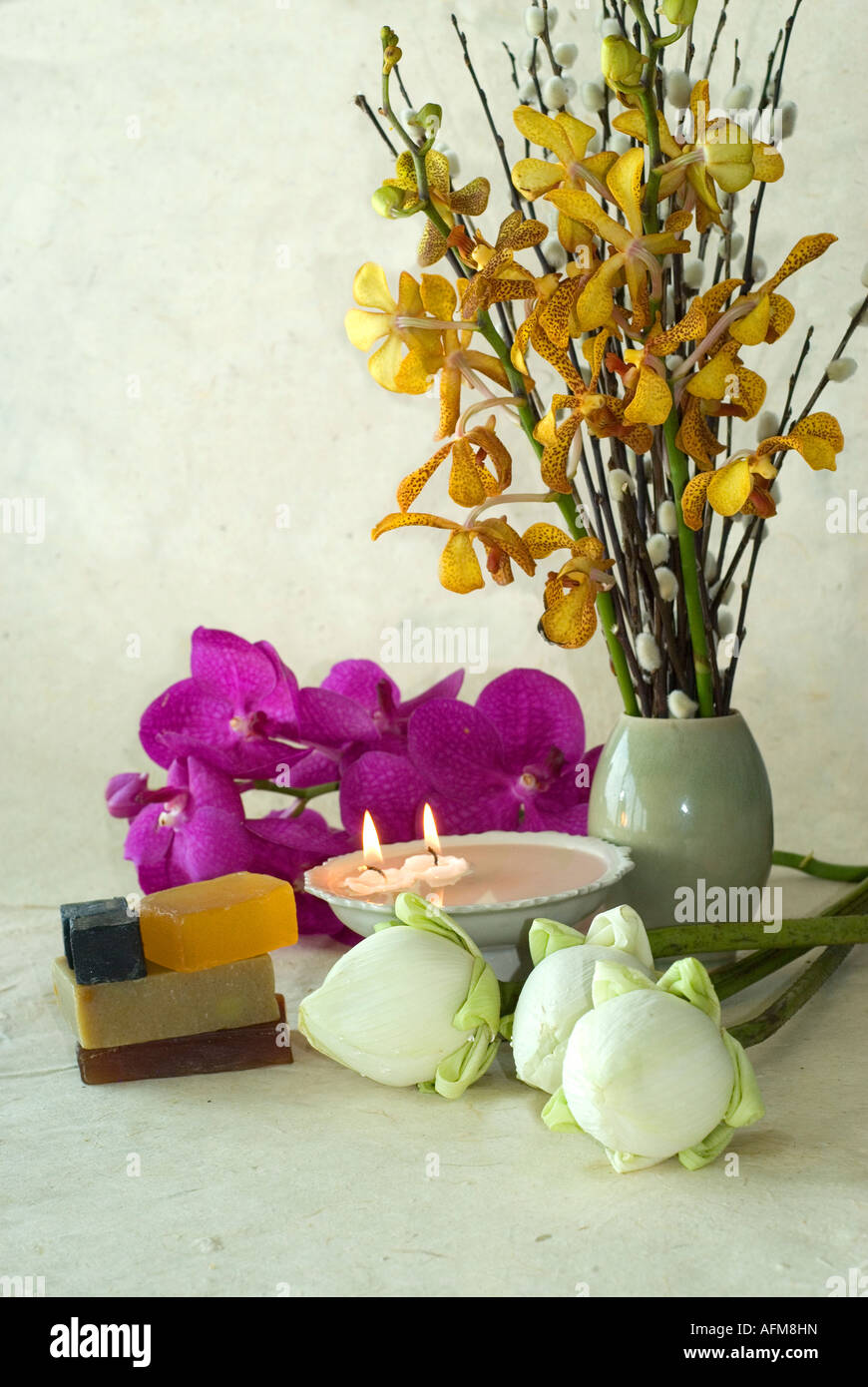 Lotus flower in spa arraingement Stock Photo - Alamy