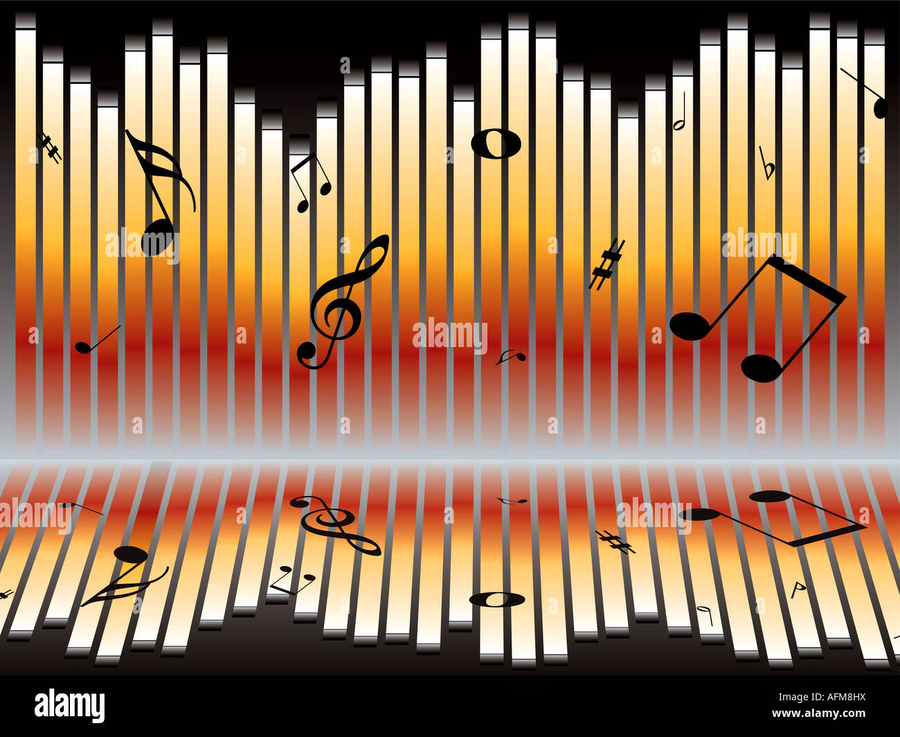 Illustration of an abstract music graph with musical notes Stock Photo ...